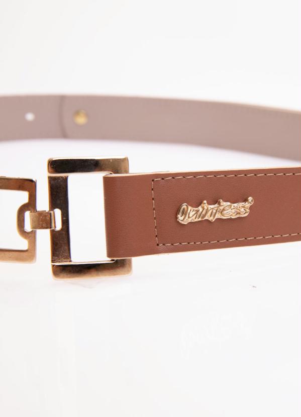 Cinto Marrom com Fivelas Geométricas Douradas - Quintess