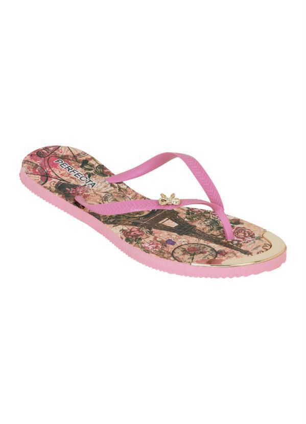 Chinelo Rosa com Detalhe Dourado - Queima de Estoque