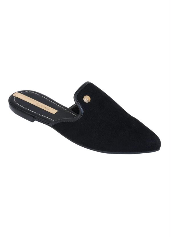 Mule Moleca Preta com Detalhe Dourado - Multimarcas