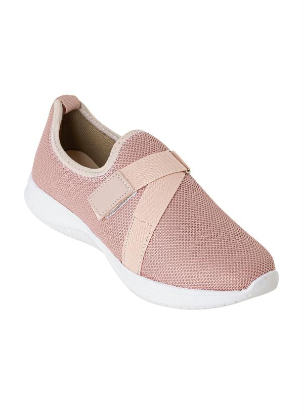 Tênis Rosê em Tecido com Faixa de Elástico - Queima de Estoque