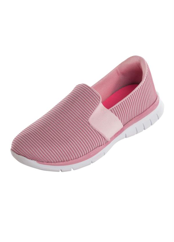 Tênis Rosa com Textura e Elástico - Queima de Estoque