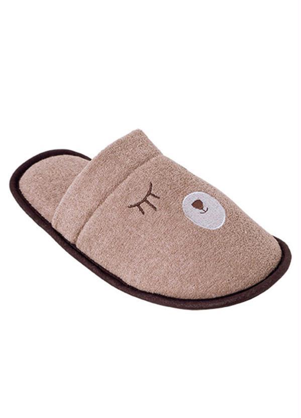 Pantufa Infantil Marrom em Tecido Atoalhado - Perfecta