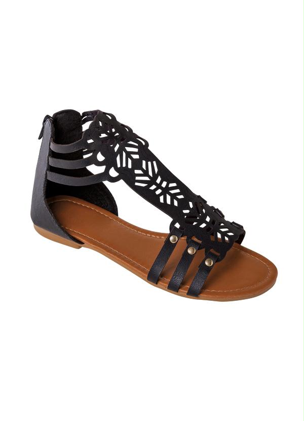 Rasteira Preta com Detalhe de Tachas - Perfecta