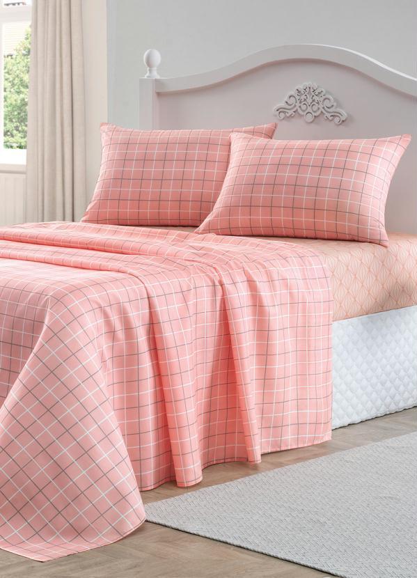 Jogo de Cama 150 Fios Rosa Solteiro 3 Peças - Lar&Lazer