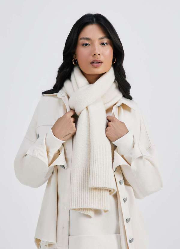 Cachecol Feminino em Trico Branco - Hering Oficial