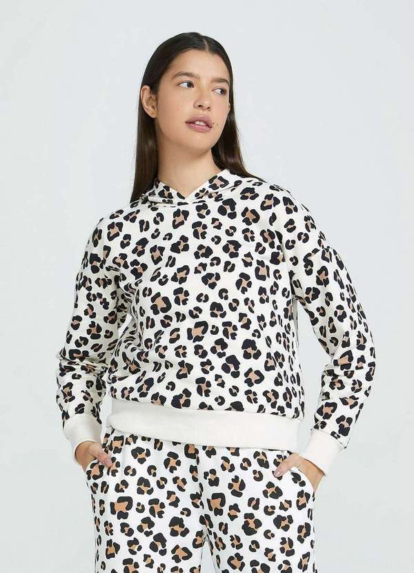 Blusao Feminino em Moletom Animal Print Tal Mae Tal Filha Branco ...