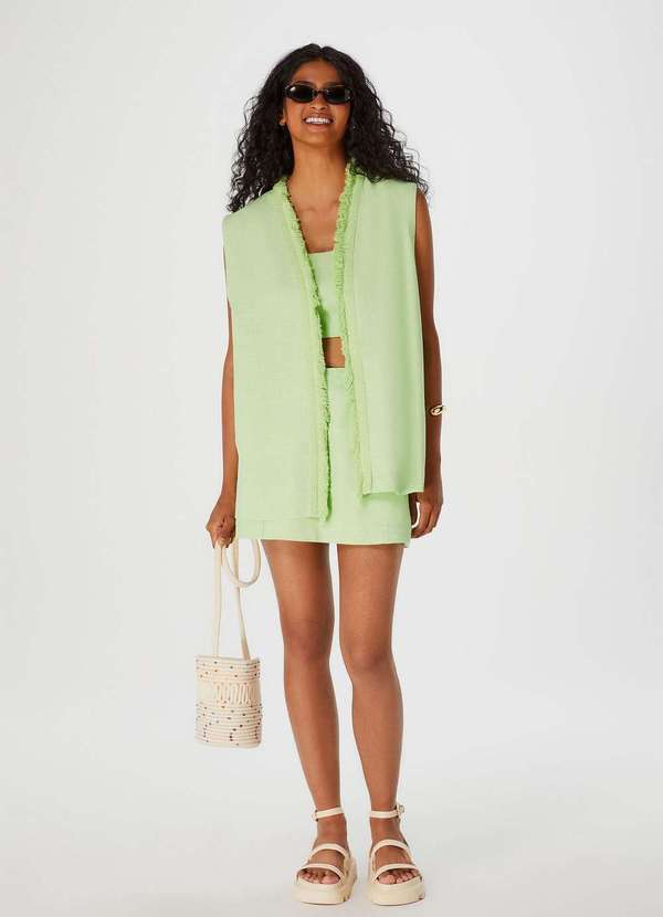 Colete Feminino em Algodao com Franja Verde - Hering Oficial