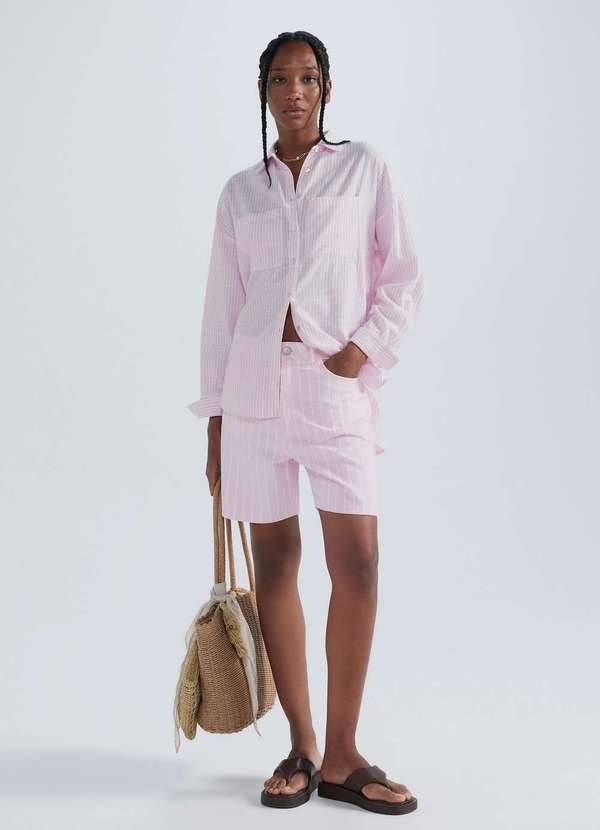 Bermuda Feminina de Sarja Fio Tinto Rosa - Hering Oficial