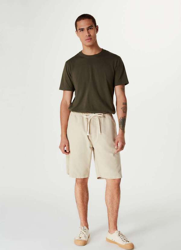 Bermuda Basica Masculina Reta em Sarja Nude - Hering Oficial