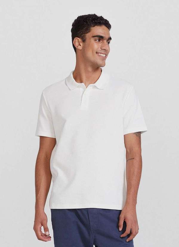 Camisa Basica Masculina Polo Texturizada Branco - Hering Oficial
