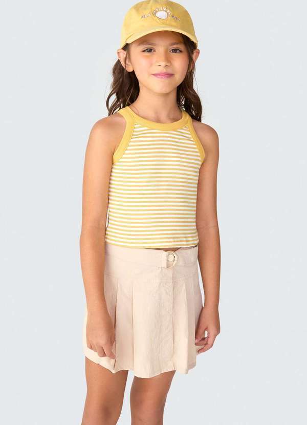 Regata Cropped Infantil Menina em Ribana Amarelo - Hering Oficial