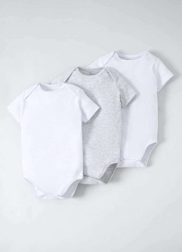 Kit com 3 Bodies Bebe Unissex em Ribana Branco - Hering