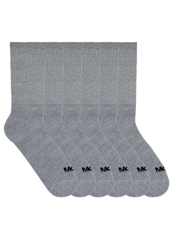 Kit 6 Meias Mash Esportiva Cano Longo Masculina 211.04 Cinza Mescla ...