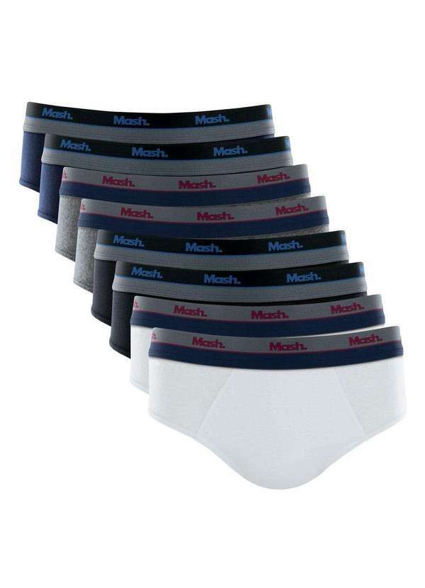 Kit 8 Cuecas Slip Mash Branco - Mash