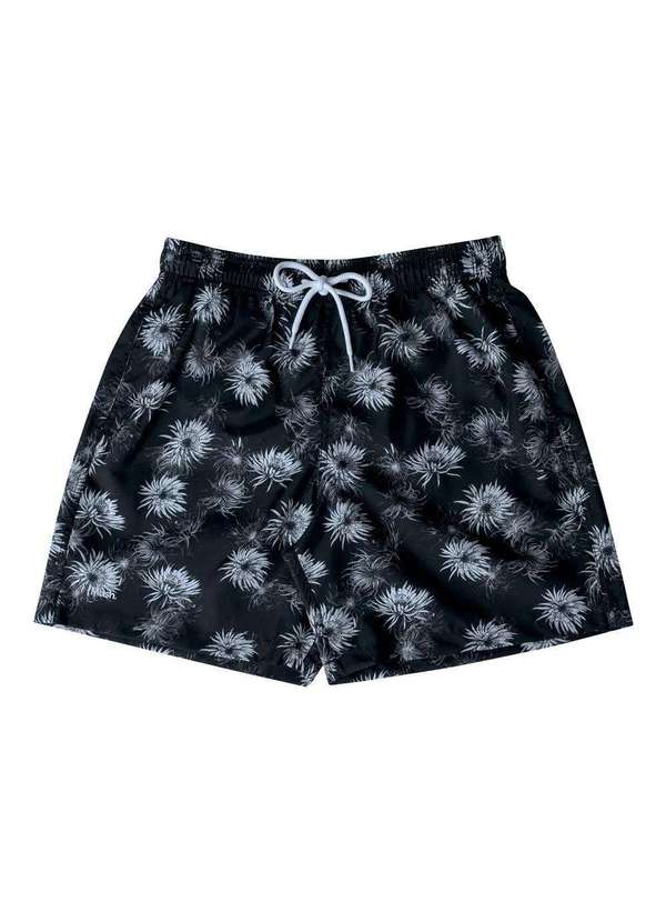 Short Masculino Mash Estampa Flores Conforto Preto - Mash