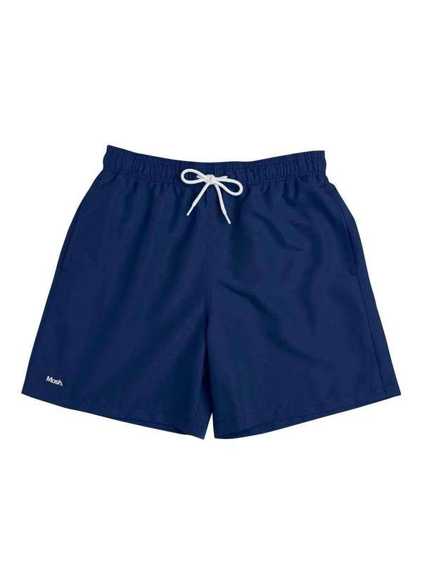 Short Masculino Mash Liso Cordão Ajustável Moda Praia Azul Marinho - Mash