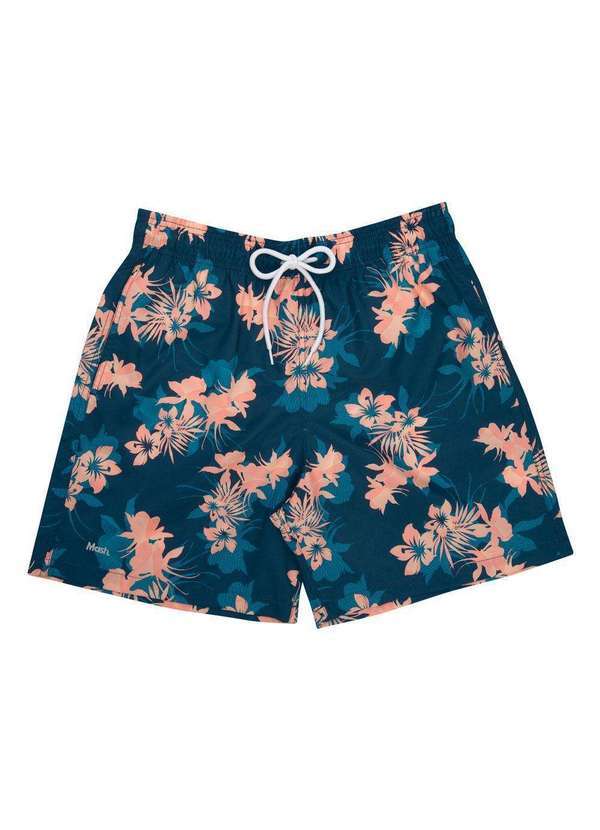 Shorts Estampado Floral Texturizado Azul - Mash