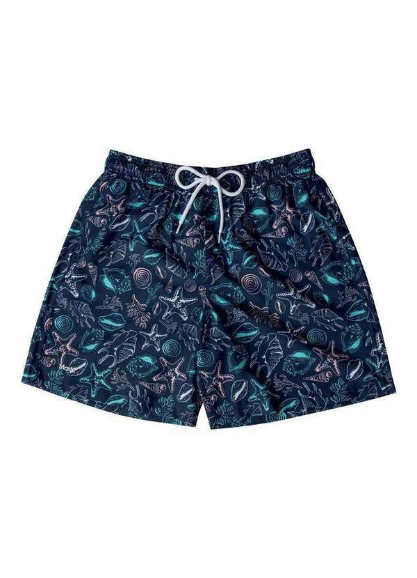 Shorts Estampado Fundo do Mar Azul Marinho - Mash