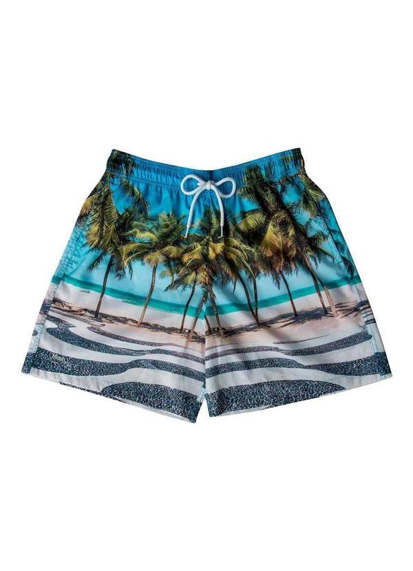 Shorts Estampado Paisagem Azul Turquesa - Mash