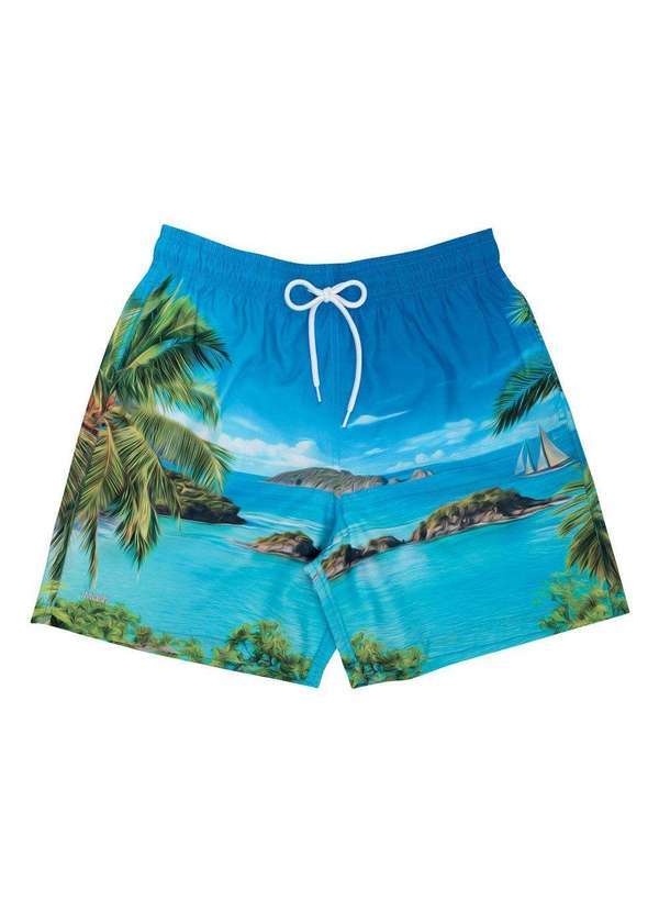 Shorts Estampado Paradise Mash Azul Piscina - Mash