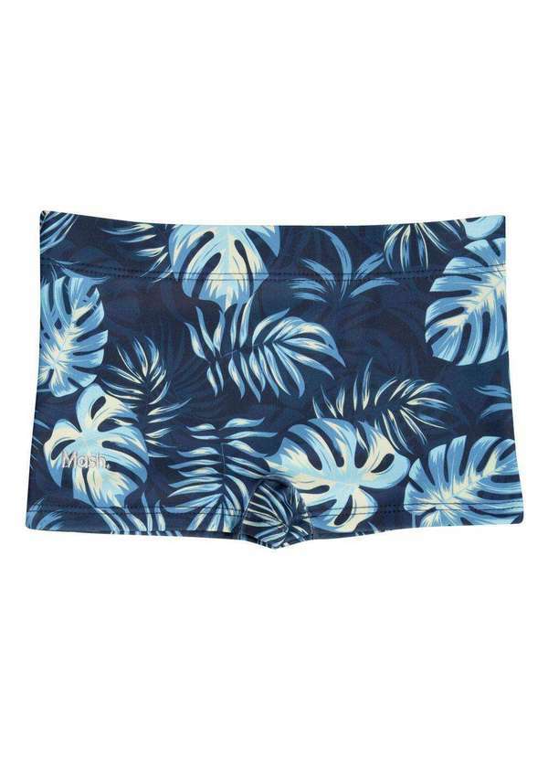 Sunga Boxer Estampada Folhas Infantil Azul Marinho - Mash