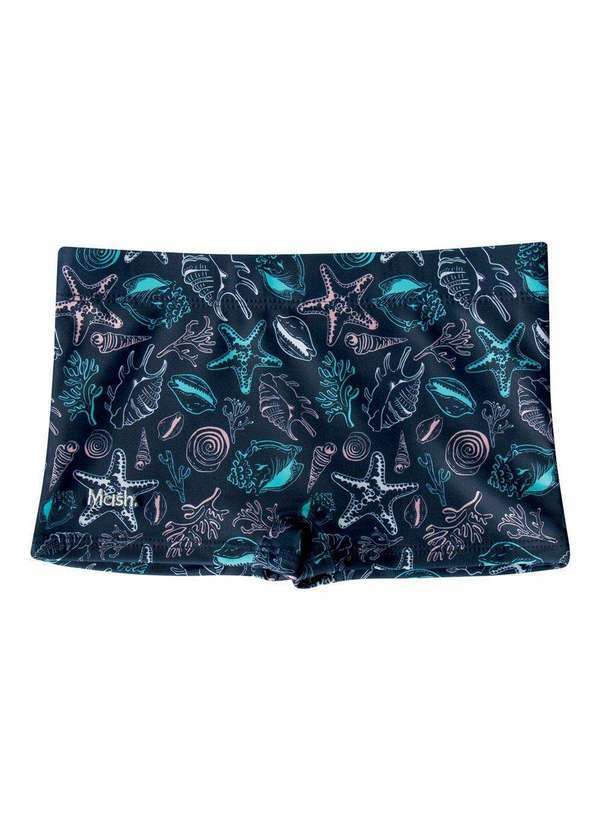 Sunga Boxer Estampada Fundo do Mar Infantil Azul Marinho - Mash
