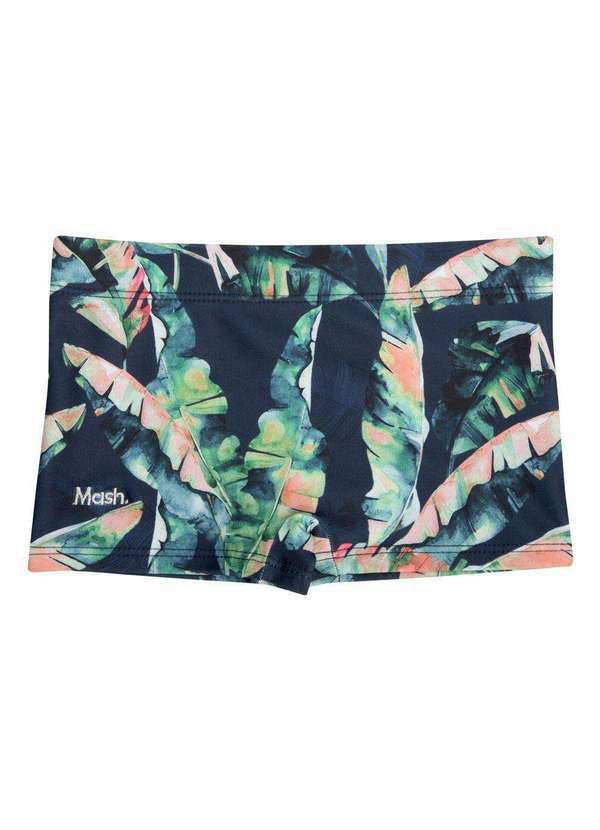 Sunga Boxer Estampada Palmeira Infantil Azul Marinho - Mash