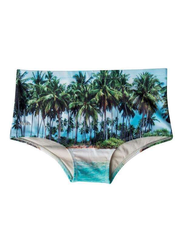 Sunga Estampa Paisagem Mash Masculina Malha Moda Praia Azul Claro - Mash