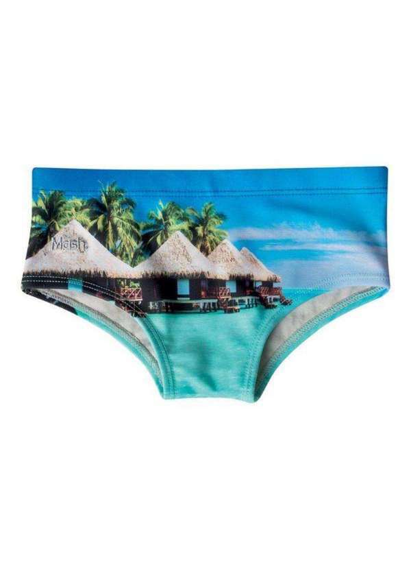 Sunga Estampada Paisagem Infantil Verde Água Claro - Mash