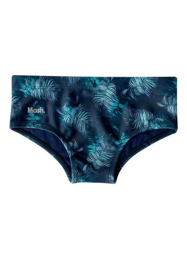 Sunga Estampada Palm Leaves Infantil Azul Marinho - Mash
