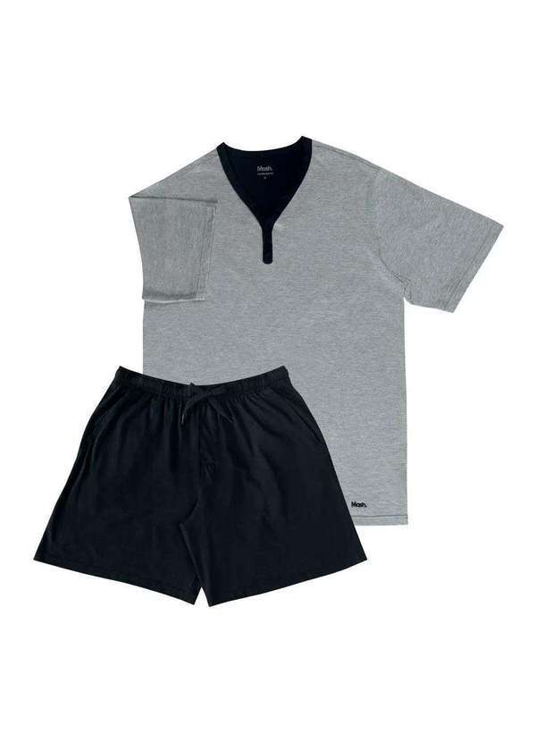 Conjunto Pijama Curto Masculino Mash Algodão Gola V Cinza Mescla Claro - Mash