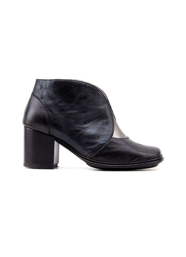 Bota Cano Curto J.Gean Salto Médio Fm00012 Couro Preto Preto - Pixole