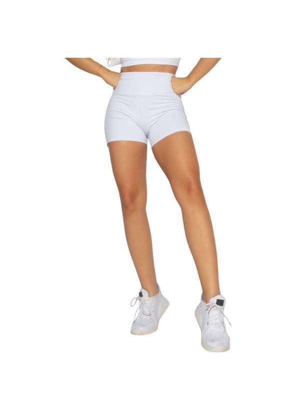 Short Fitness Branco Cós Duplo Básico Sh440 Branco / White - Honey Be