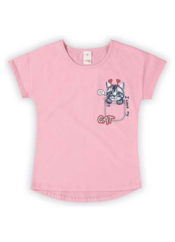Blusa Manga Curta Infantil Feminina Marisol Play Rosa - Clube Marisol