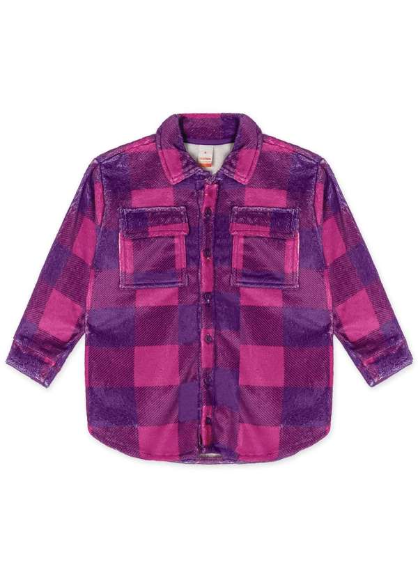 Casaco Xadrez Peluciado Infantil Feminino Marisol Rosa - Clube Marisol