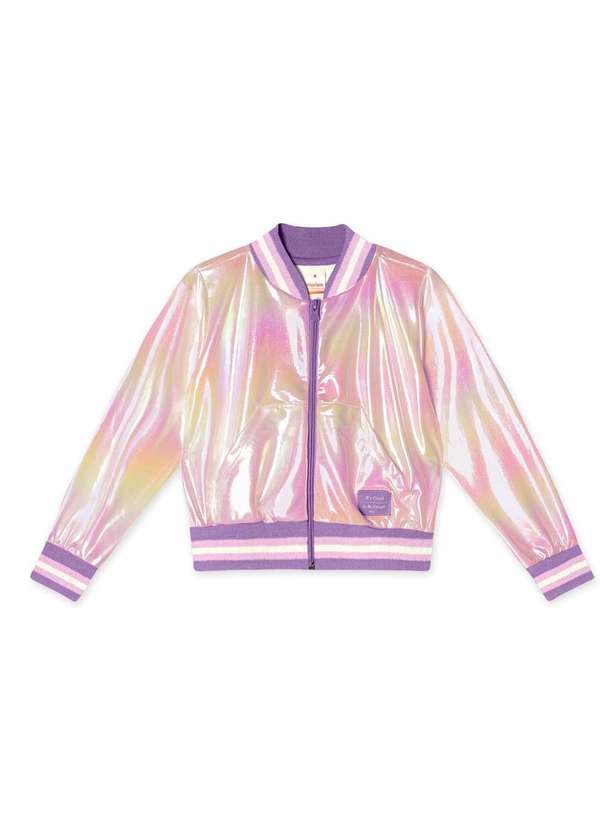 Jaqueta Cropped Metalizada Infantil Feminina Marisol Rosa - Clube Marisol