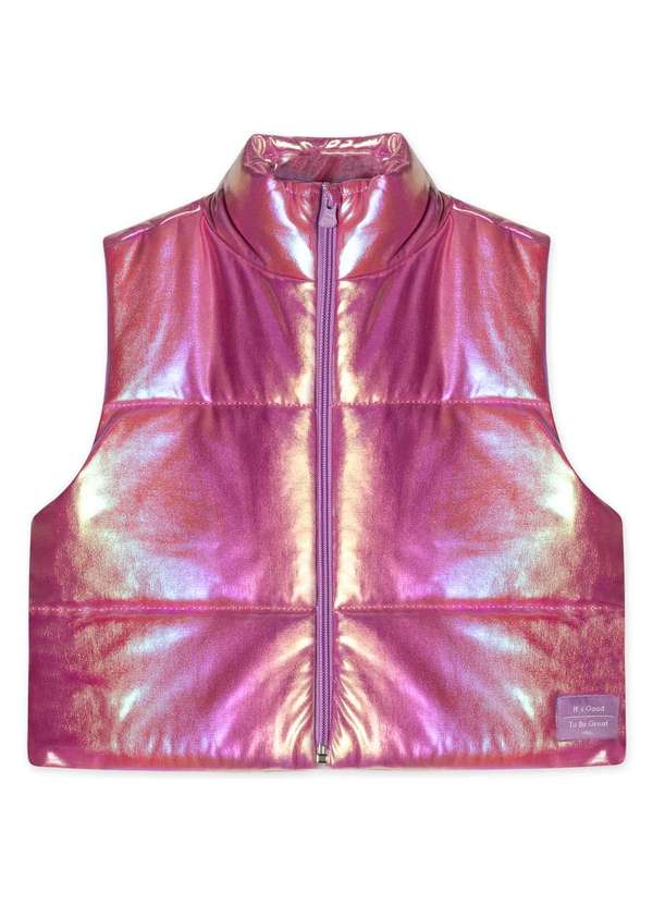 Colete Cropped Metalizado Infantil Feminino Marisol Rosa - Clube Marisol