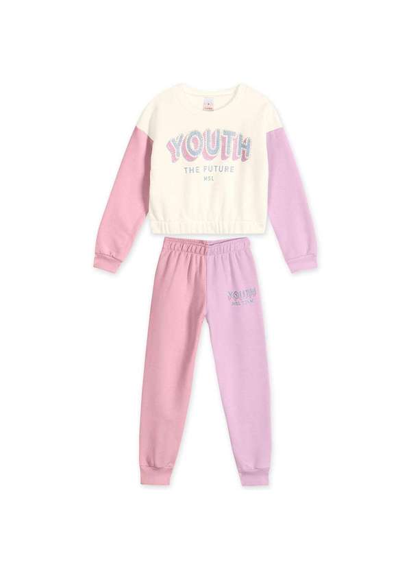 Conjunto Blusao e Calca Moletom Infantil Menina Marisol Bege - Clube Marisol
