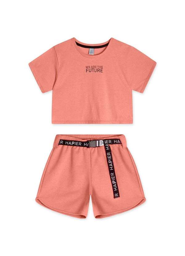 Conjunto Curto Moletom Feminino Juvenil Hapier Laranja - Clube Marisol