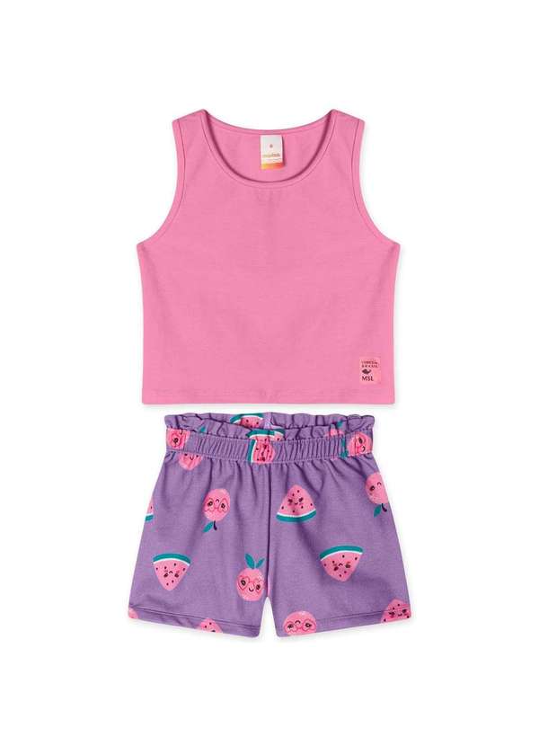Conjunto Curto Moletom Infantil Feminino Marisol Rosa - Clube Marisol