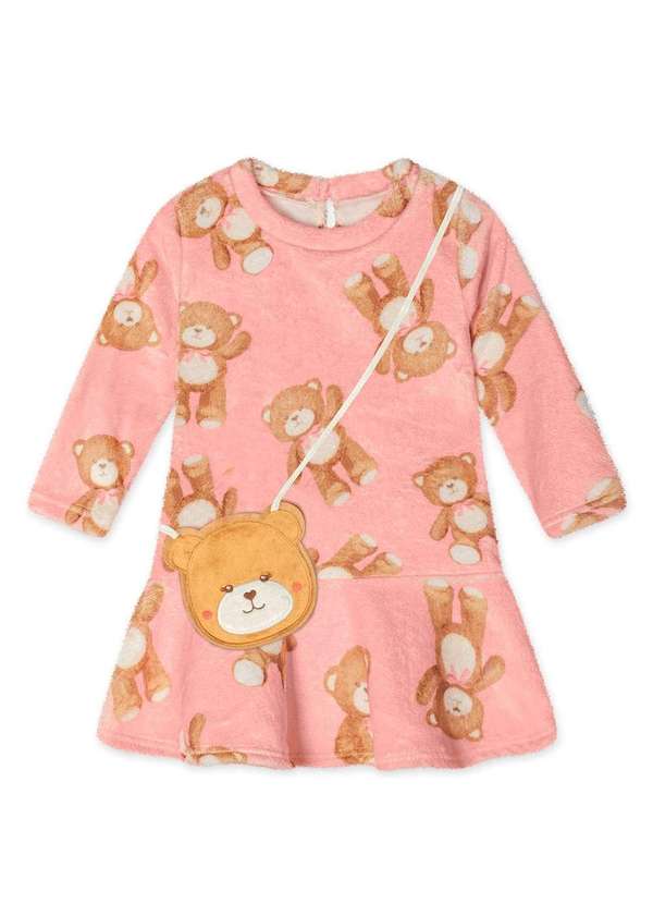 Vestido Manga Longa Peluciado Infantil Feminino Marisol Rosa - Clube ...
