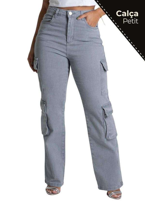 Calça Jeans Sawary Wide Leg Petit - 278284 Cinza - Sawary Oficial