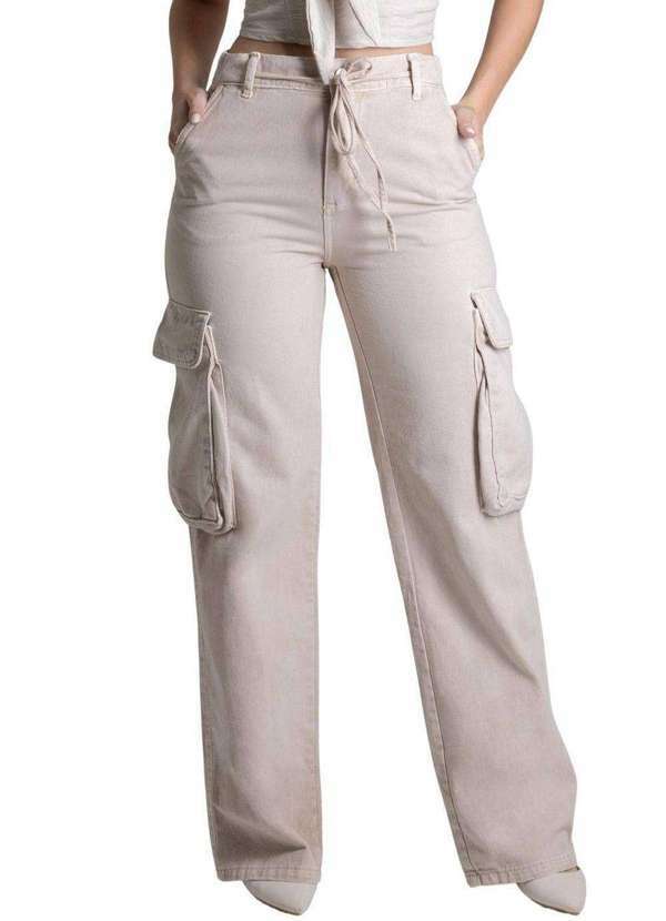 Calça Sarja Sawary Wide Leg - 278764 Bege - Sawary Oficial