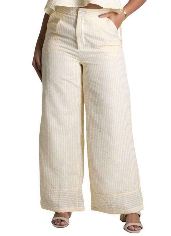 Calça Sawary Pantalona Listrada - 278950 Amarelo - Sawary Oficial