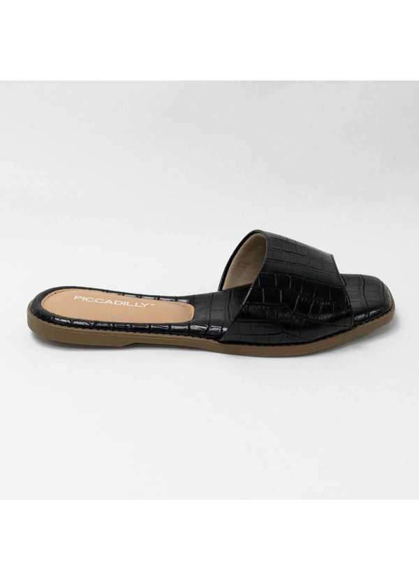 Rasteirinha Piccadilly Napa Croco Preto 508033-6 Preto - Tida Calcados