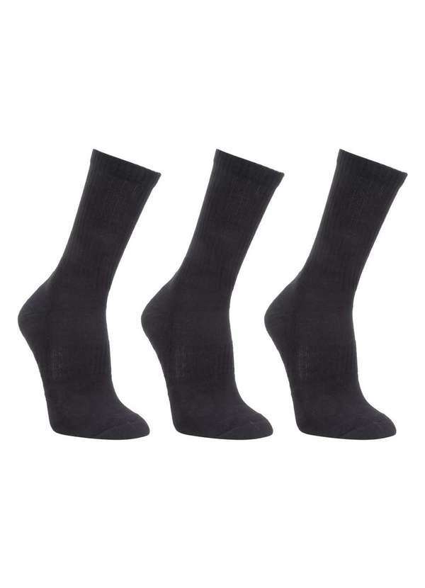 Kit Meia Under Armour Cano Longo Core Cotton Crew 3 pares Preto ...