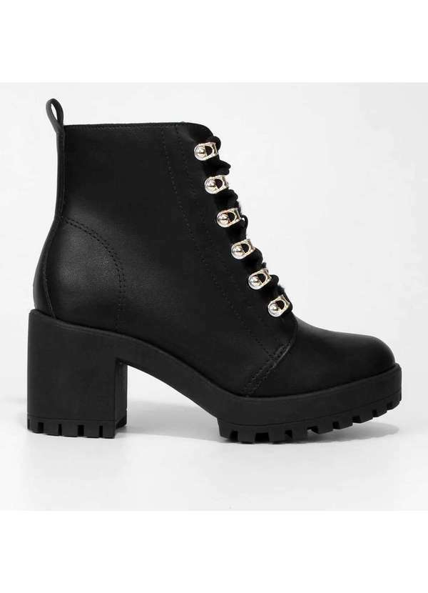 Bota Coturno Ramarim Cano Medio Feminina Preto - Cabana Magazine