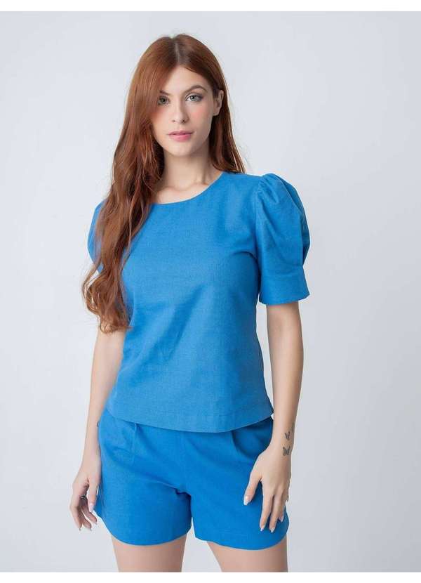 Conjunto Blusa e Short Feminino Azul - Susie Modas