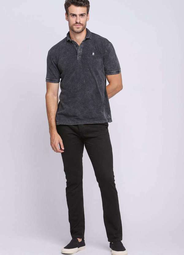 Calça Masculina Sarja Slim Aplique Polo Wear Preto Preto - Polo Wear ...