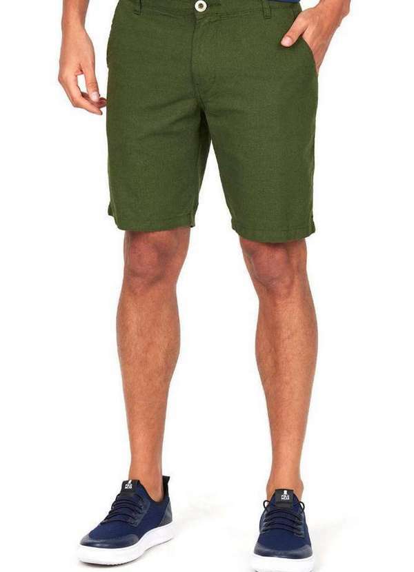 Bermuda Masculina Viscolinho Cor Lisa Polo Wear Verde Escuro Verde ...